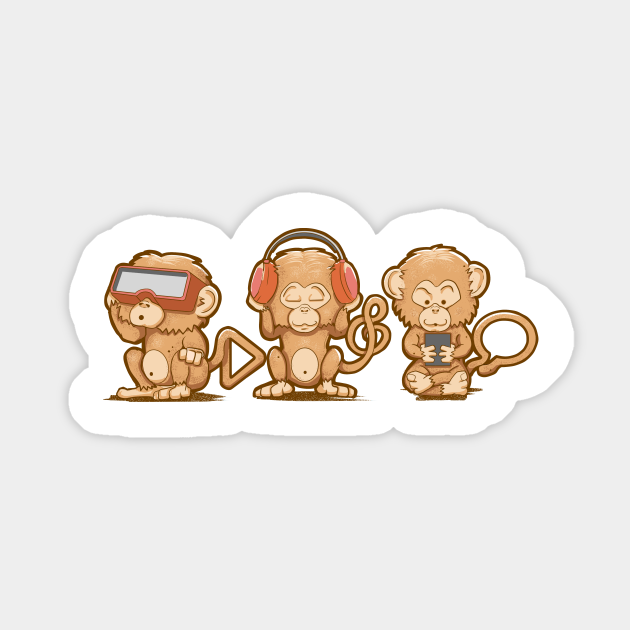 Three Modern Monkeys - Cute - Sticker | TeePublic
