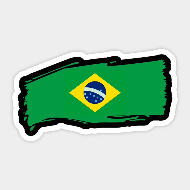 Brasil painted flag - Brasil - Sticker | TeePublic