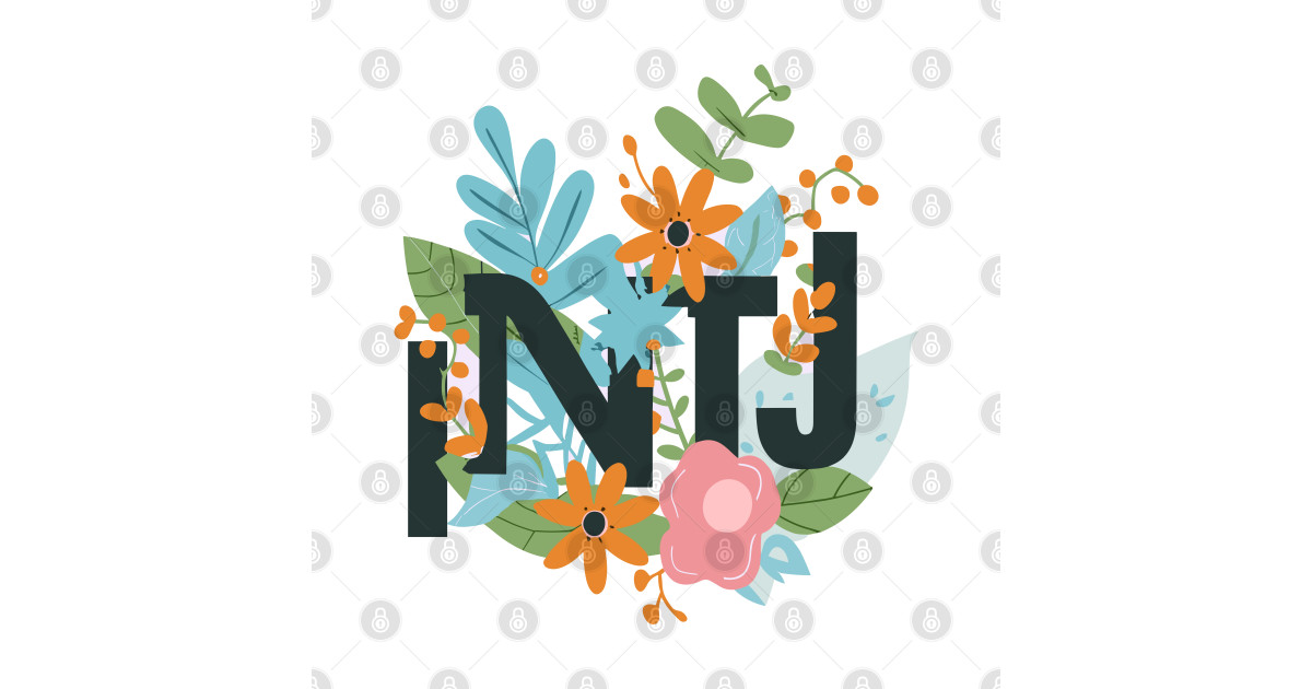 Myers Briggs Typography INTJ - Floral Design - Intj - T-Shirt | TeePublic