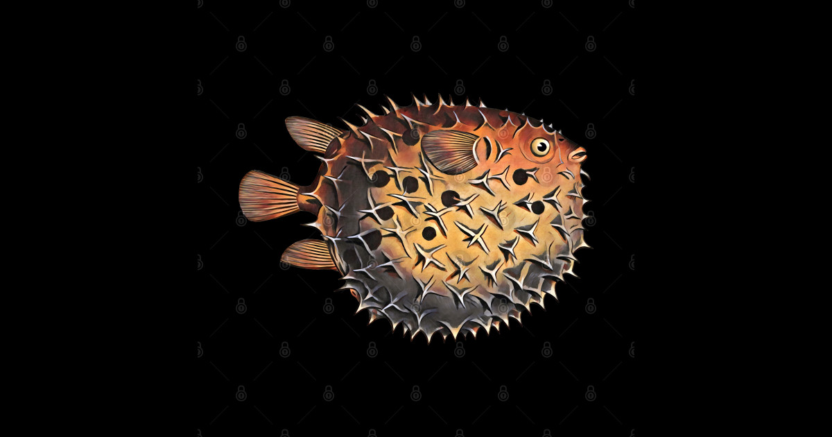 Blowfish drawing - Fish - T-Shirt | TeePublic