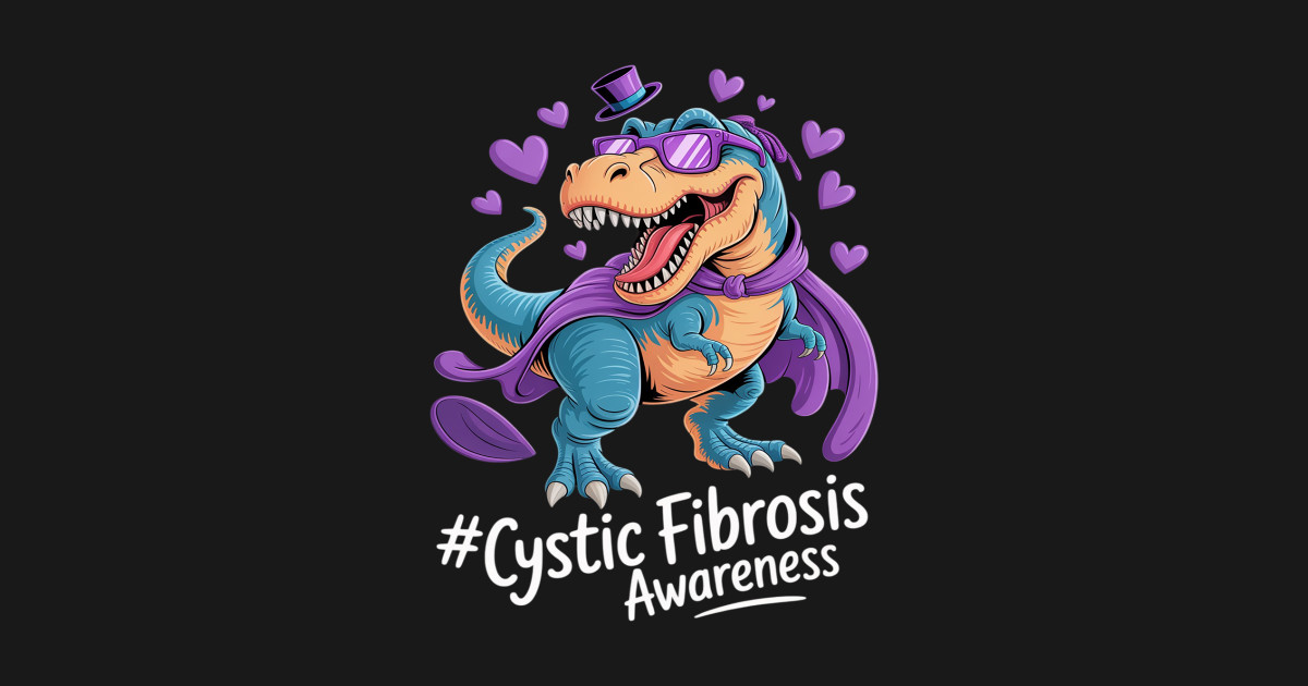 Cystic Fibrosis Awareness Month Purple Ribbon Trex - Cystic Fibrosis Awareness Month Purple - T ...