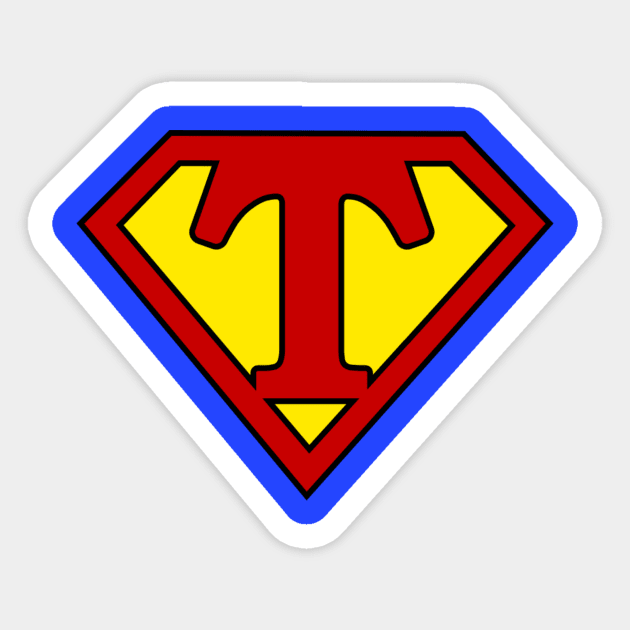 Superhero Symbol Letter T - Superman Symbol Letter T - Sticker | TeePublic
