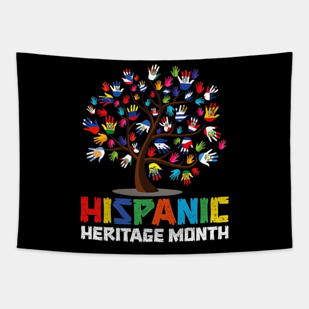 Hispanic Heritage Month Flags Hand Flag Tree Roots Latino Hispanic
