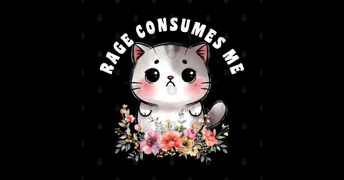 Cat Rage Consumes Me Funny Cute Cat Meme - Rage - Posters and Art ...