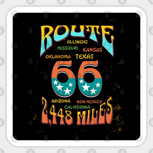 ROUTE 66 VINTAGE HIPPIE COLORFUL AMERICA - Route 66 - Sticker | TeePublic