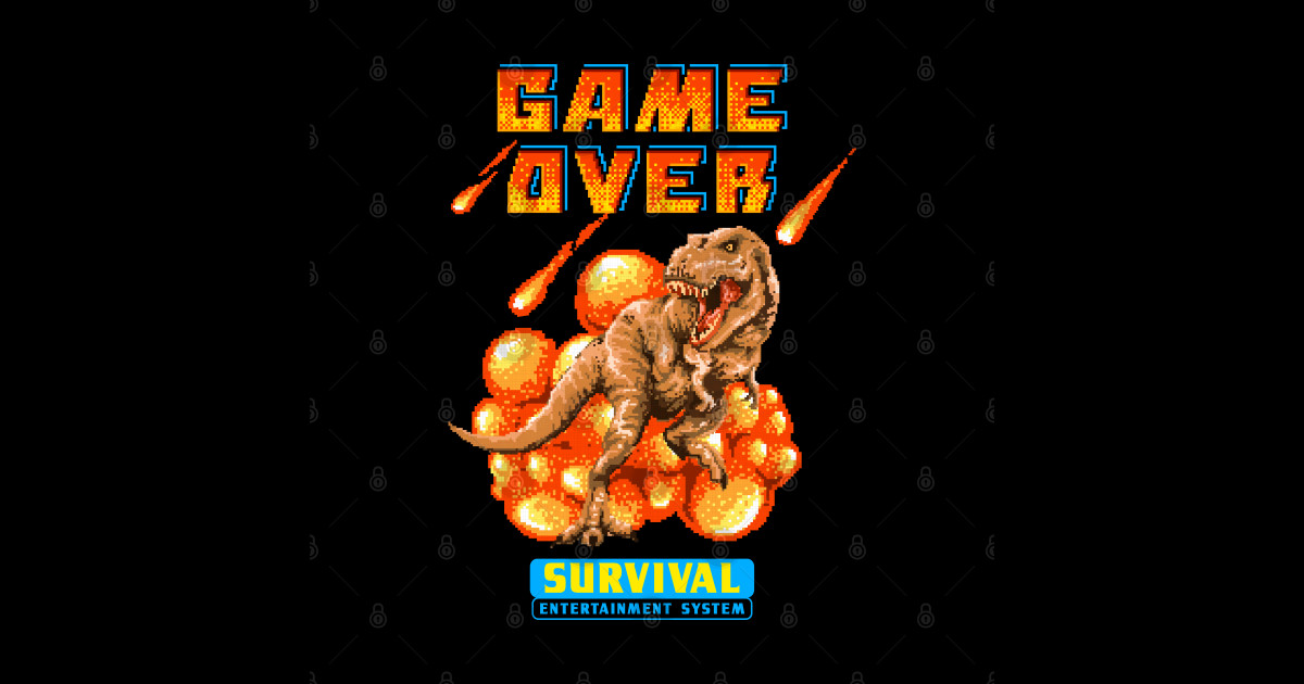 8-Bit Game Over Dinosaur - Dinosaur - Posters and Art Prints | TeePublic