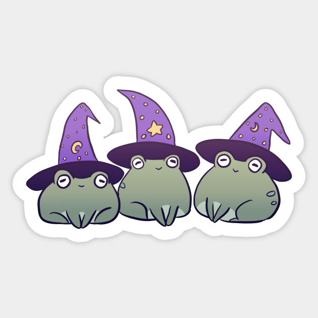 Cute wizard frogs illustration - Cute Frog - Sticker | TeePublic