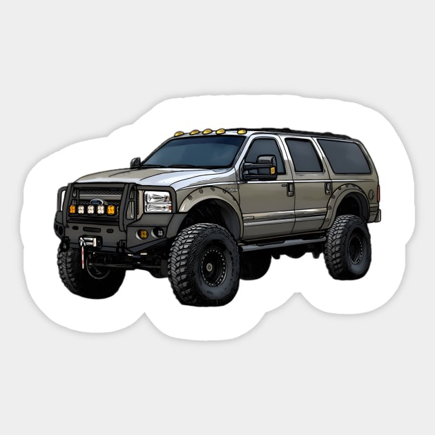 Lifted Ford Excursion - Powerstroke - Sticker | TeePublic