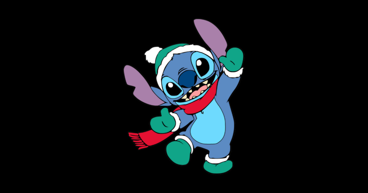 Stitch Waving Christmas Scarf - Stitch Christmas - Sticker | TeePublic