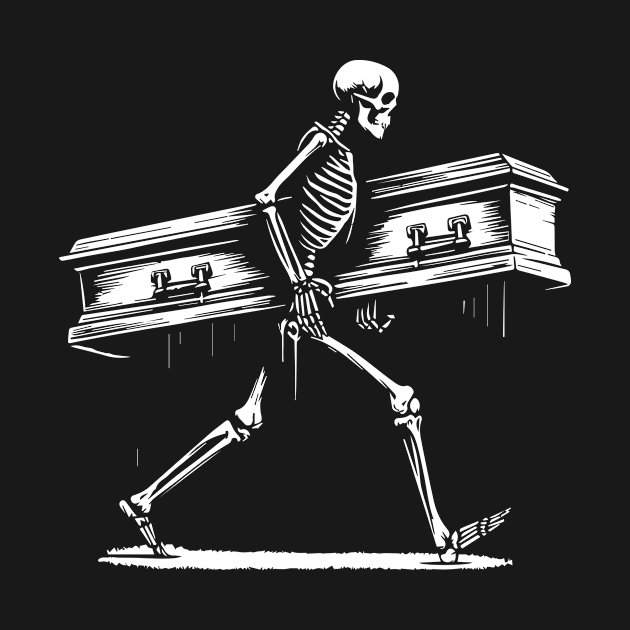 skeleton carrying the coffin - Skeleton - T-Shirt | TeePublic