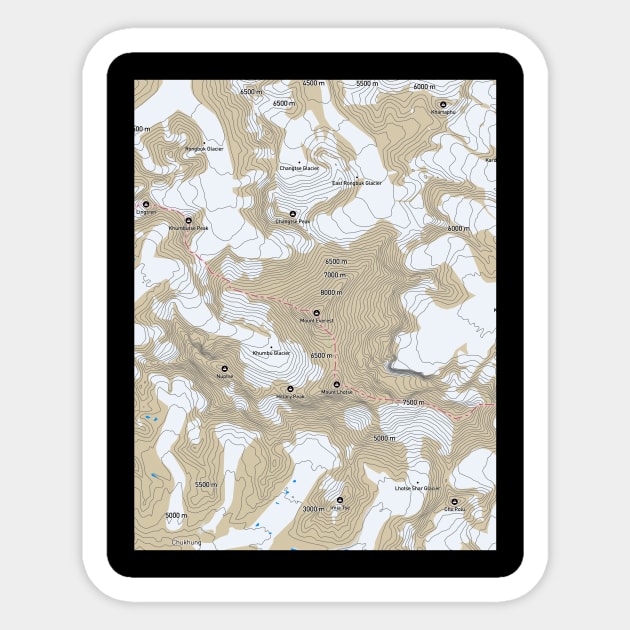 Everest Summit Contour Elevation - Everest - Sticker | TeePublic