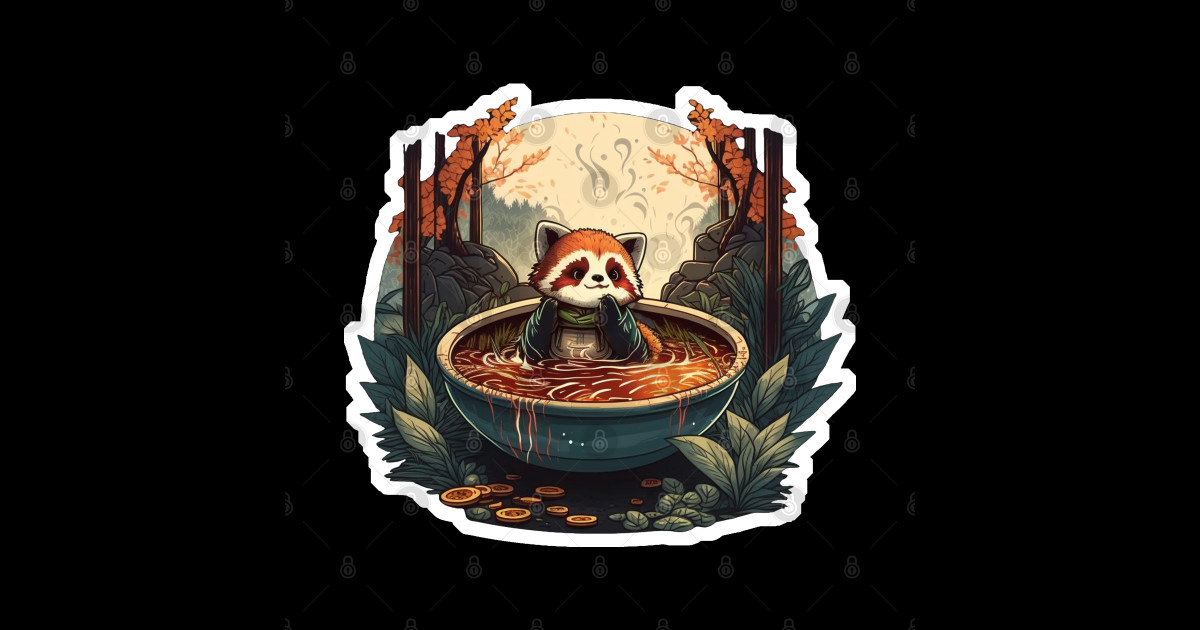 Red Panda Ramen Hot Spring - Red Panda - Sticker | TeePublic