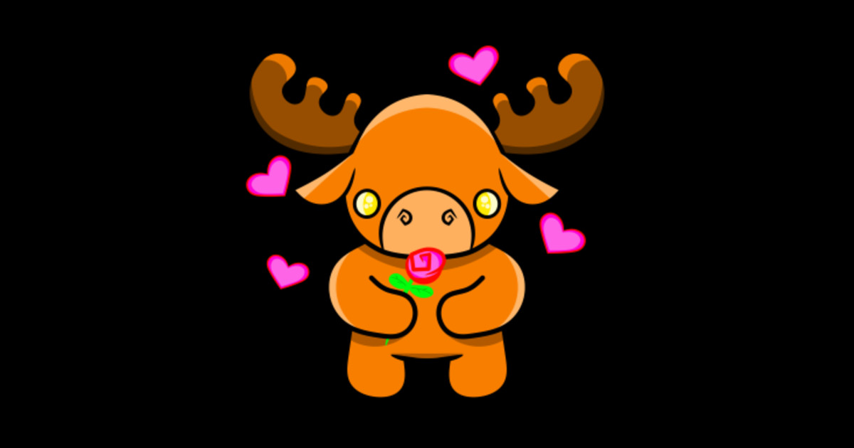 Moose With Hearts - Moose - Sticker | TeePublic
