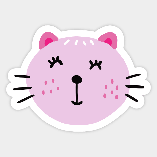 Cute pink cat - Cat - Sticker | TeePublic