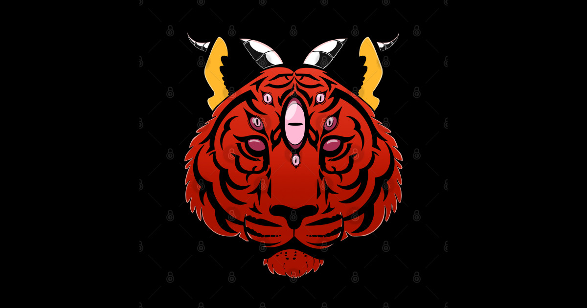 Red Demon Tiger - Tiger Demon - Sticker | TeePublic