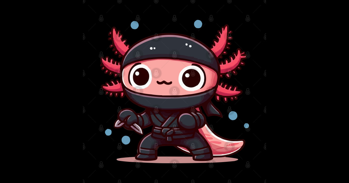 cute chibi ninja axolotl - Axolotl Funny - Sticker | TeePublic
