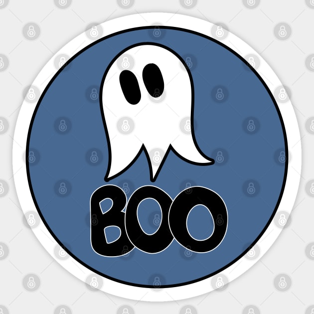 Cute ghost cartoon BOO text in a blue circle frame - Cute Ghost Boo ...