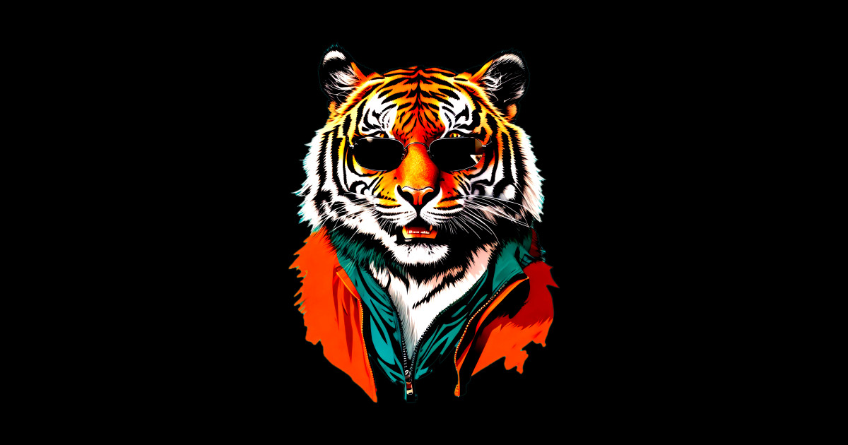 Tiger Vibes: Fierce and Trendy Art with Sunglasses - Tiger - Sticker ...