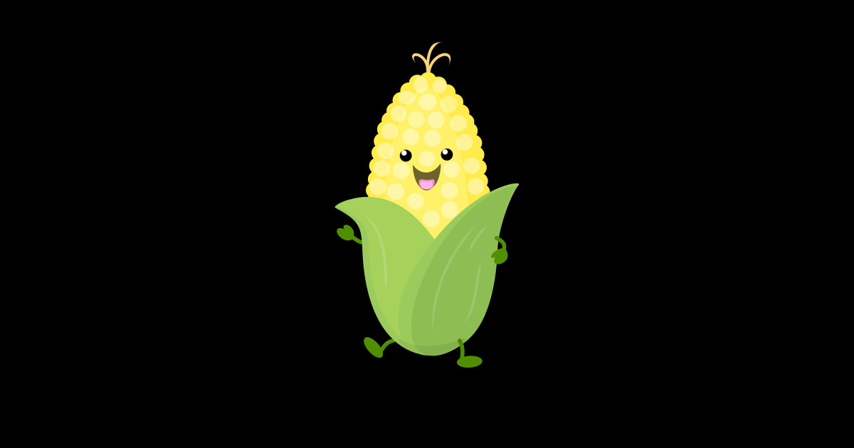 Cute happy corn cartoon illustration - Corn - Sticker | TeePublic
