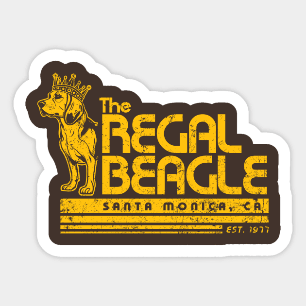 The regal Beagle - Threes Company - Sticker | TeePublic