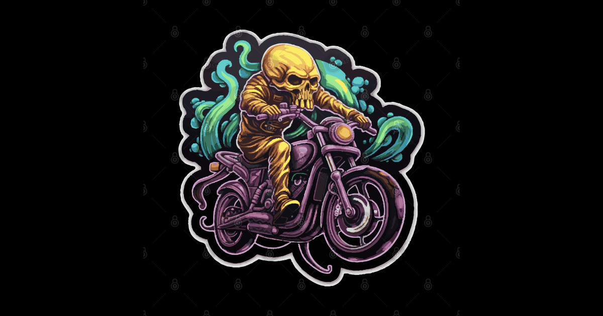Rad Alien Rider - Alien Motorcycle - Sticker | TeePublic