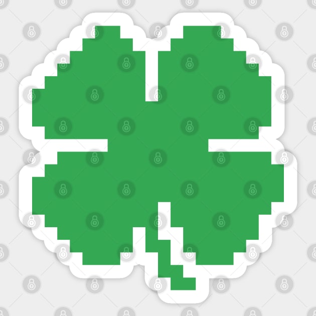 8 Bit Luck Pixel Four Leaf Clover - Irish Gamer - Sticker | TeePublic