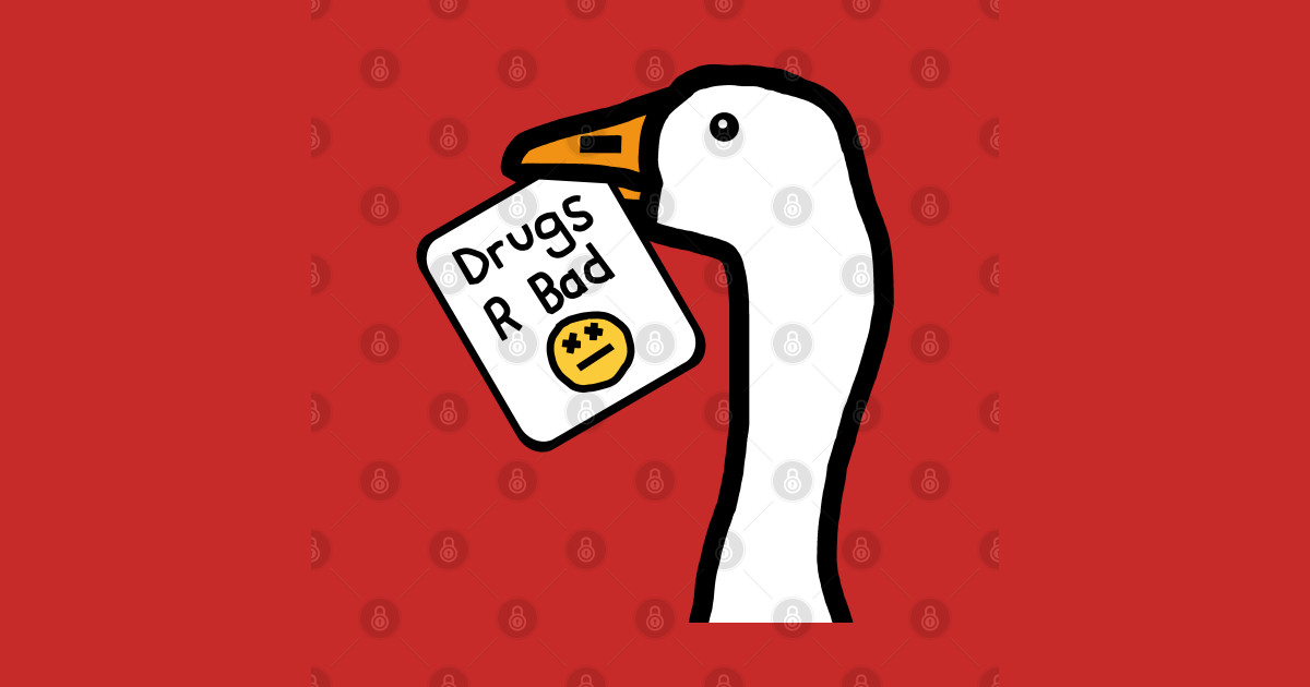 Portrait of a Goose with Stolen Anti Drugs Message - Goose - Sticker ...