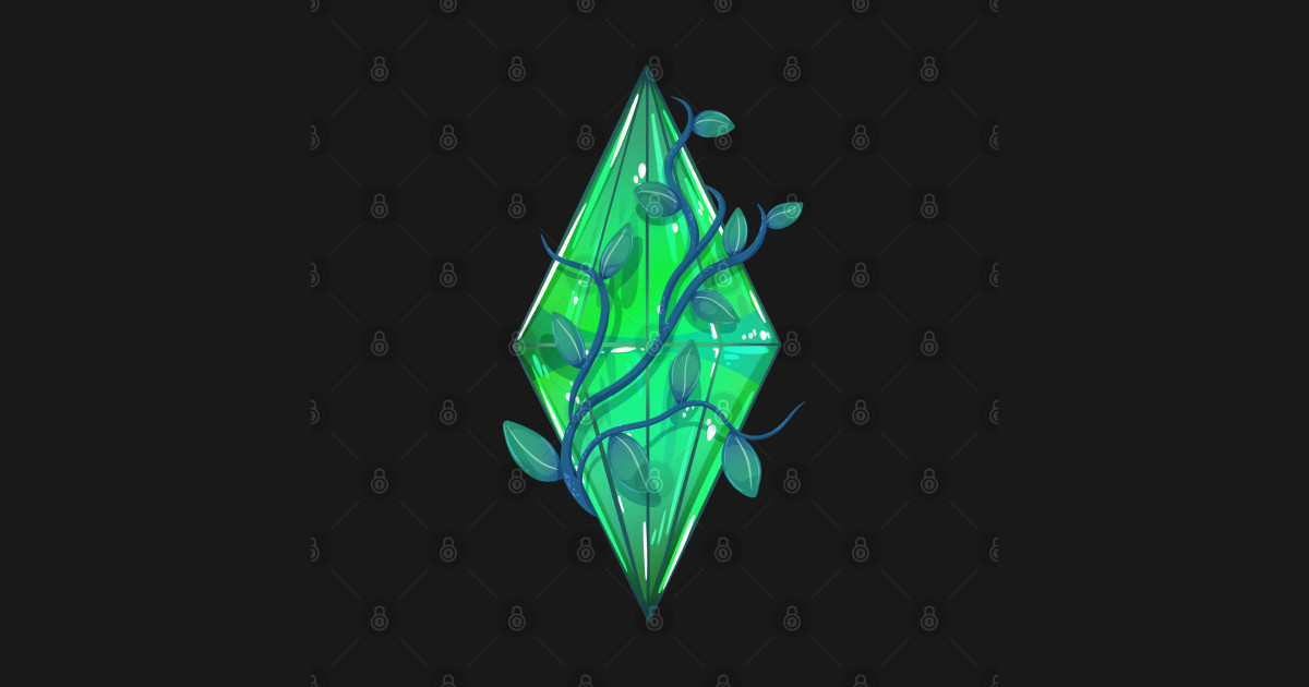 Spring green plumbob with a sprig of plant - Sims - T-Shirt | TeePublic