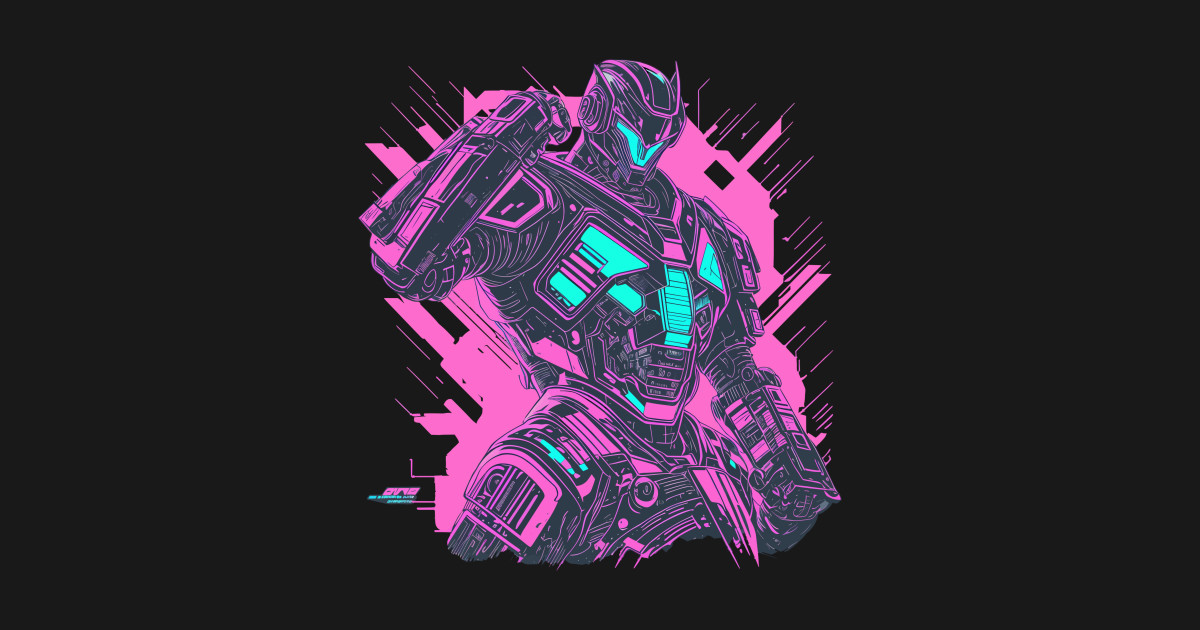 Fight Robot - Drip Neon - Robot - T-Shirt | TeePublic