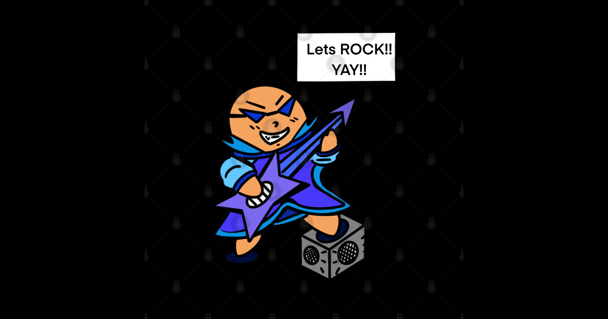 Lets Rock Yay - funny - Electric Guitar - Sticker | TeePublic