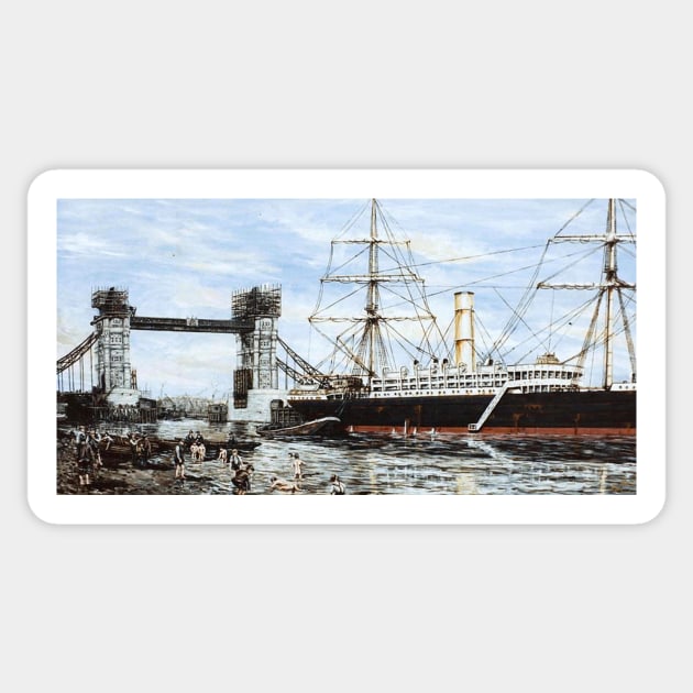 CONSTRUCTION OF TOWER BRIDGE AND THE SS RUAHINE - Ss Ruahine - Sticker ...