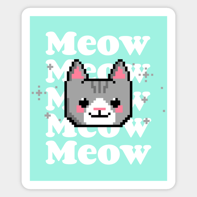 Cute 8-bit Kitty - 8 Bit - Sticker | TeePublic