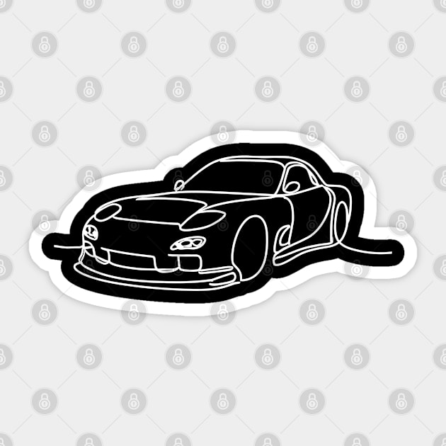 Mazda RX7 Line Drawing - Mazda Rx7 - Sticker | TeePublic
