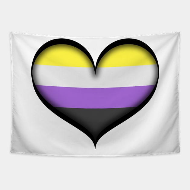 Large Vector Heart in Non-Binary Pride Flag Colors - Non Binary - Tapestry | TeePublic