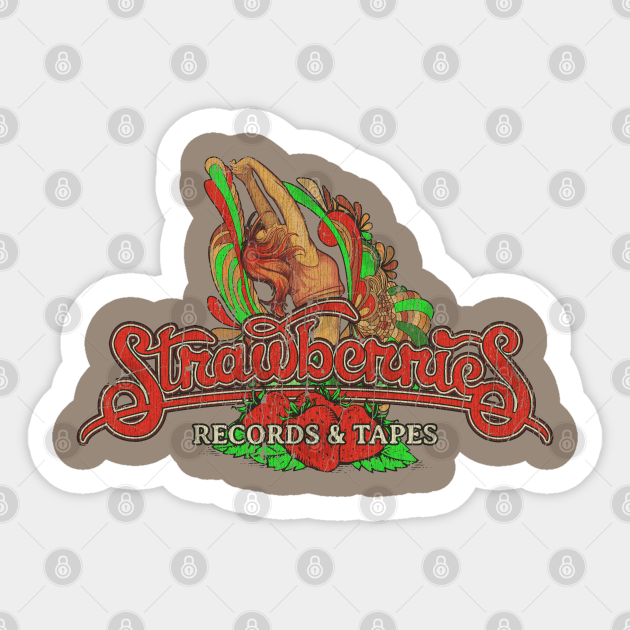 Strawberries Records & Tapes - Hippie - Sticker | TeePublic