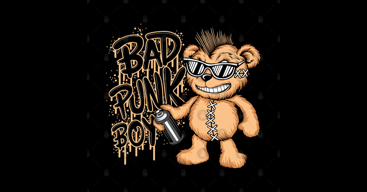 Teddy bear doll illustration, Bad punk boy - Teddy Bears - Posters and ...
