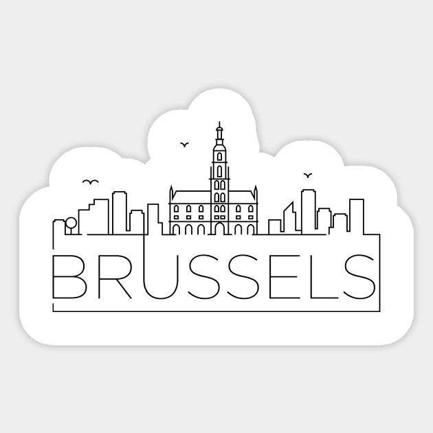 Brussels Minimal Skyline - Brussels - Sticker | TeePublic