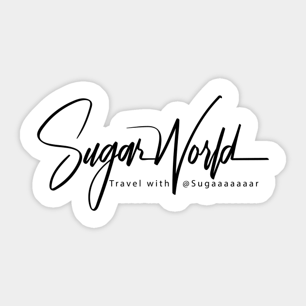 Sugar World Watermark Black - Travel - Sticker | TeePublic