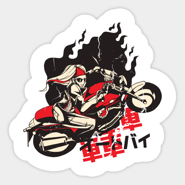 Motorcycle Girl - Biker - Sticker | TeePublic
