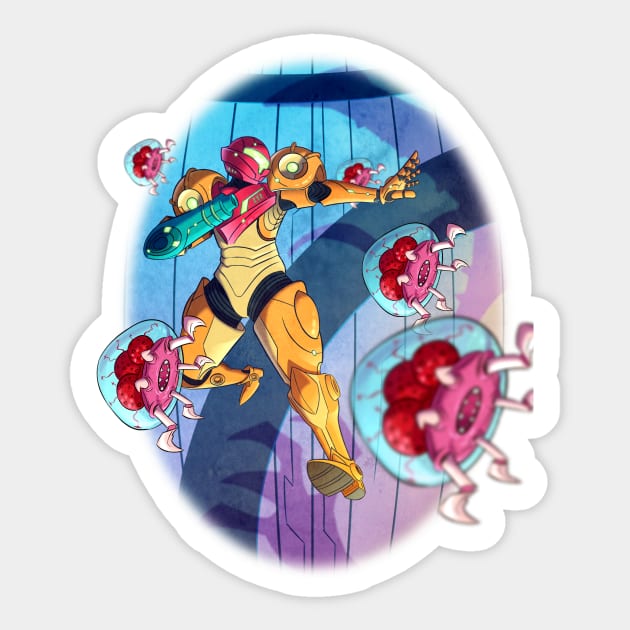 Jumping into battle - Metroid - Sticker | TeePublic