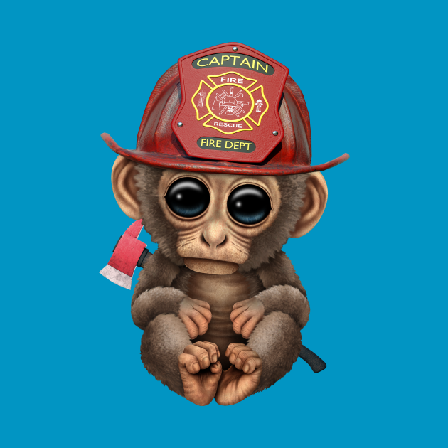 Cute Baby Monkey Firefighter - Baby Monkey - T-Shirt | TeePublic