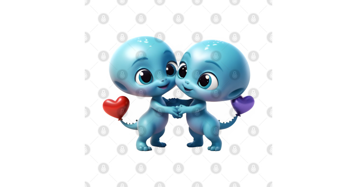 Sweet Romance Fantasy – Cute Alien Couple Love Collection & Whimsical ...