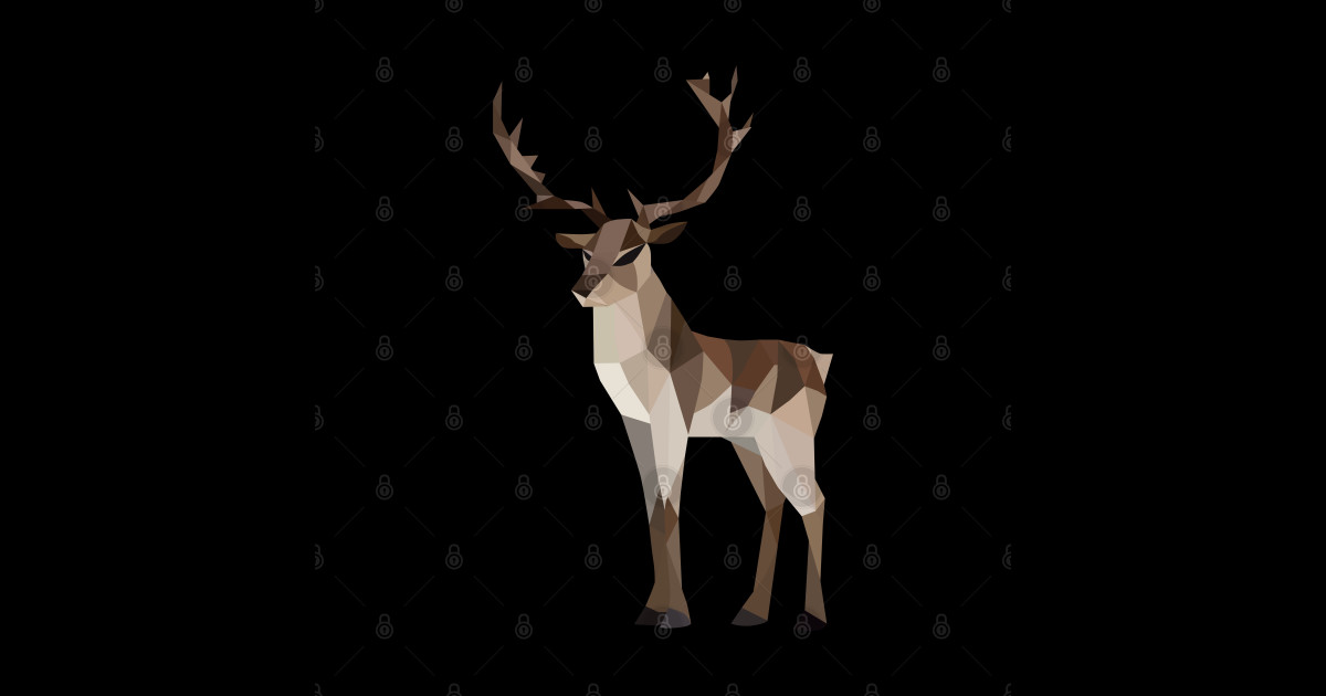 Low Poly Stag in Brown - Low Poly Stag - Sticker | TeePublic