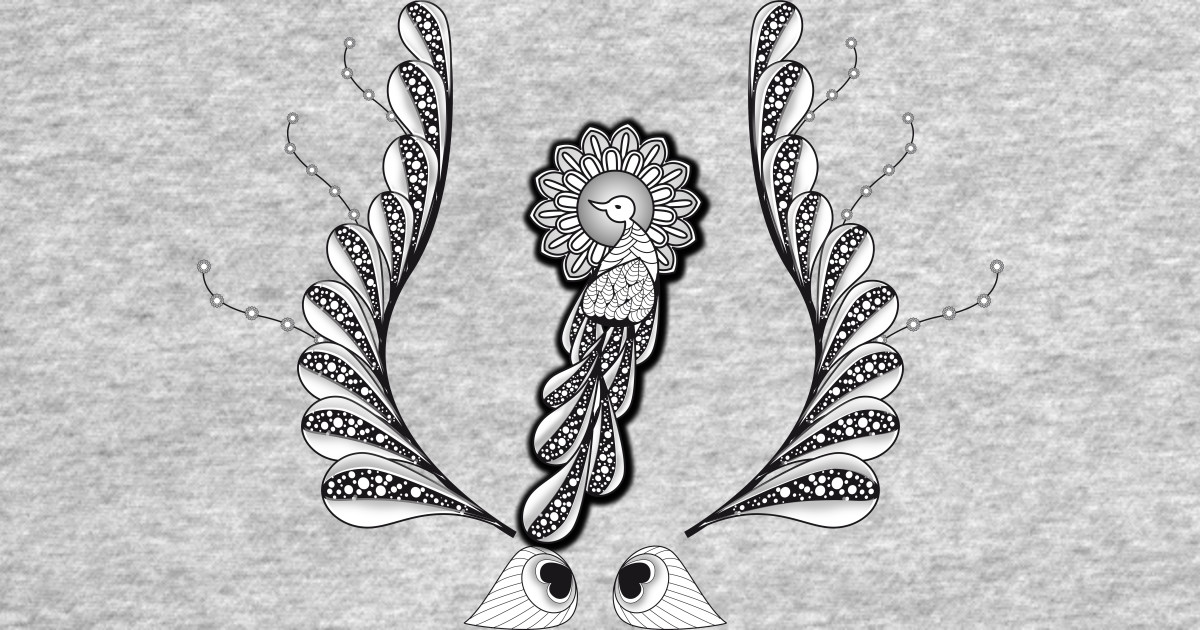 Fantasy bird with leaves, zentangle design - Bird Animal Fantasy ...
