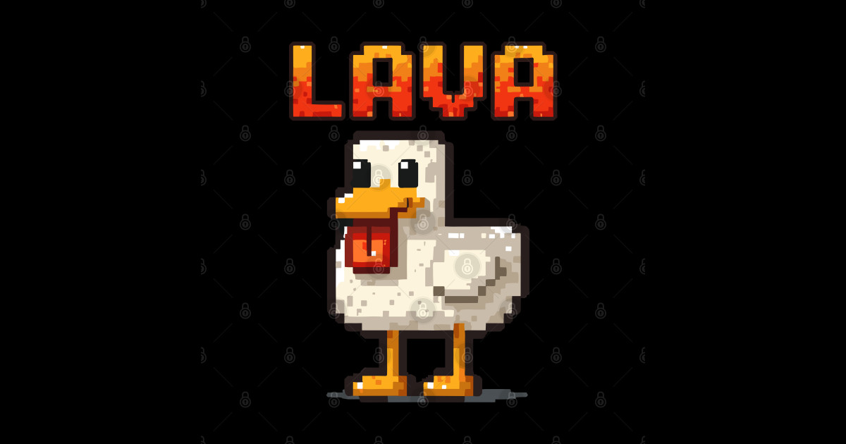Pixel Chicken in Lava – Retro Gamer Duck Design - Pixel Chicken ...