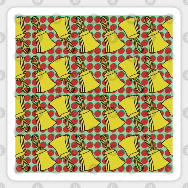Red dots Green Background Handbell Pattern - Handbell Pattern - Sticker ...