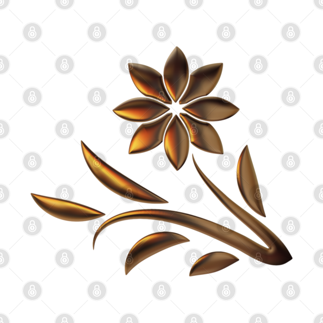 bronze colored abstract flower - Flower - T-Shirt | TeePublic