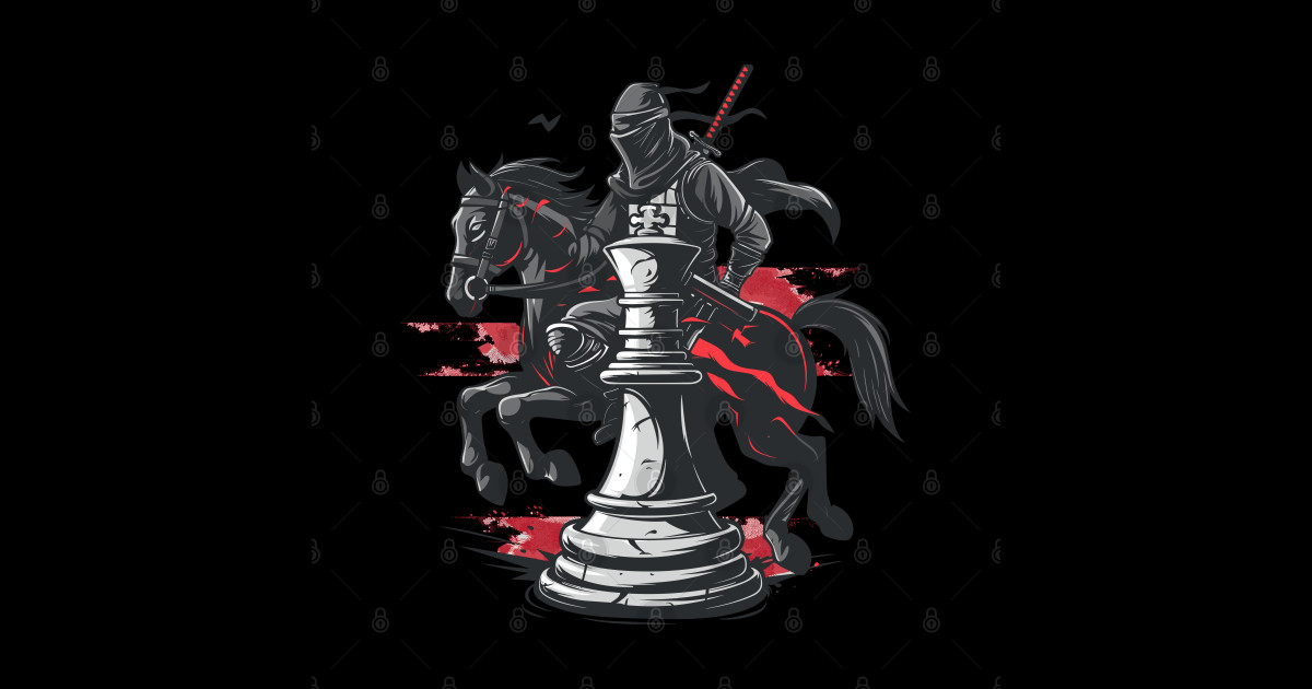 Vintage Chess Ninja On Knight Ninja Board Game Strategy Gaming Chess ...
