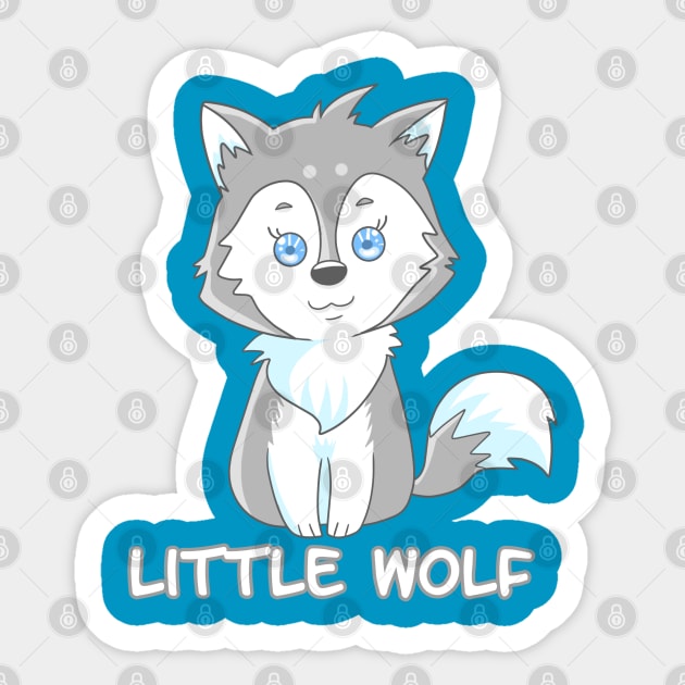 cute funny wolf cartoon - Animal - Sticker | TeePublic