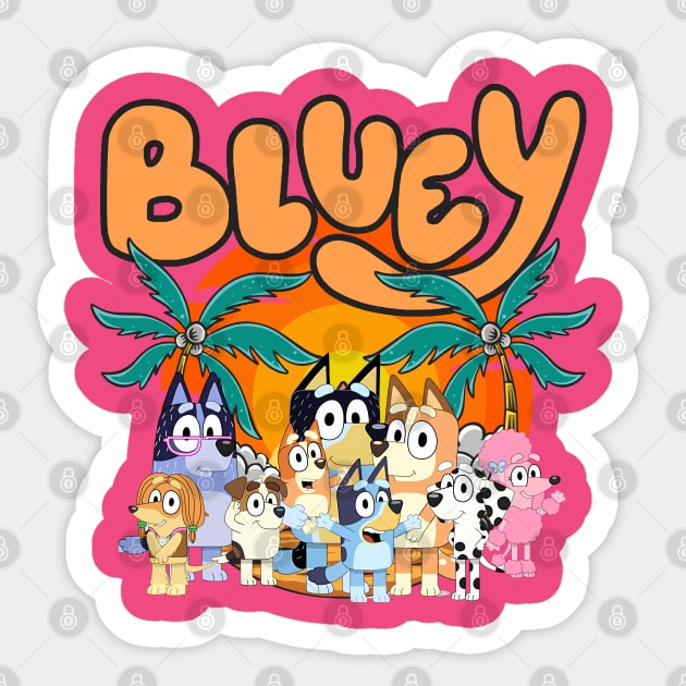 Family's Bluey - Sunset Beach - Bluey - Sticker | TeePublic